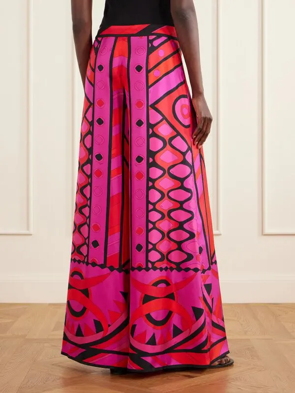 Emilio Pucci Printed Silk Twill Wide-leg Pants - Pink