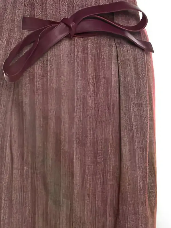 Escada Herringbone Leather Belt Midi Skirt
