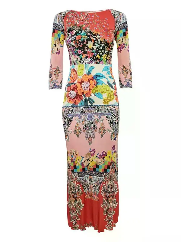 Etro 2024 Floral Paisley Jersey Maxi Dress - Red
