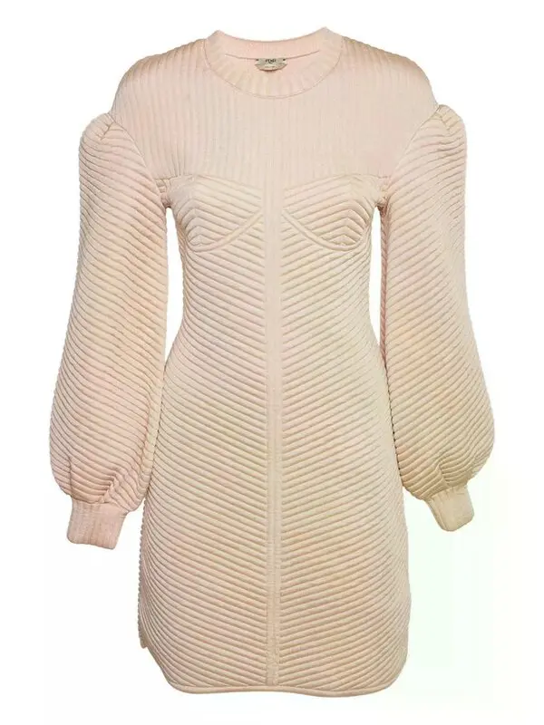 Fendi Quilted Balloon-sleeve Dress - Pink