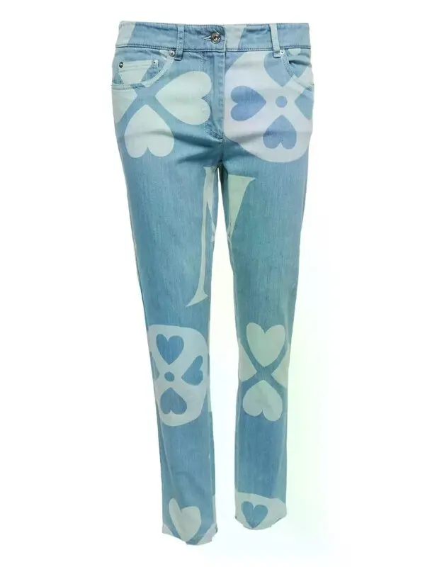 Moschino Heart-motif Straight-leg Trousers - Blue