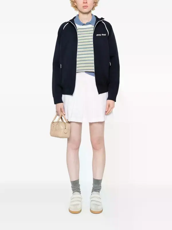 Miu Miu Embroidered Fleece Cardigan
