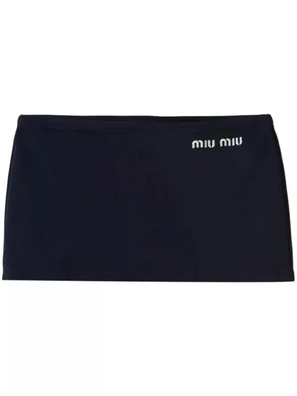 Miu Miu Embroidered Logo Mini Skirt - Blue