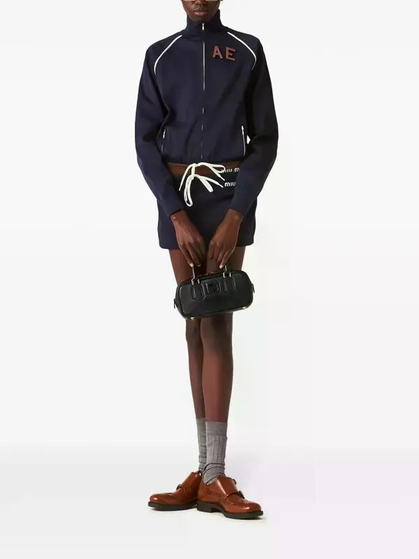 Miu Miu Embroidered Logo Mini Skirt
