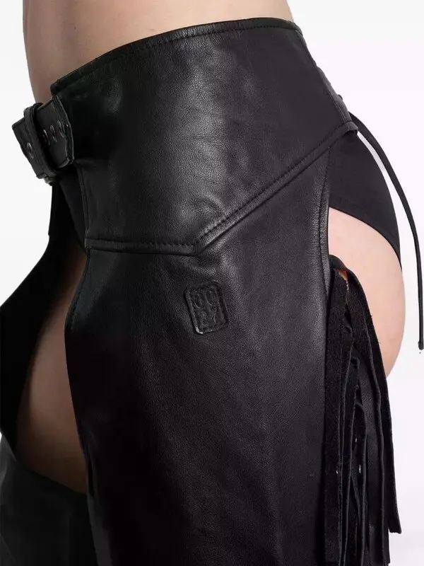 ANGELICA MONTINI Leather Fringe Trousers