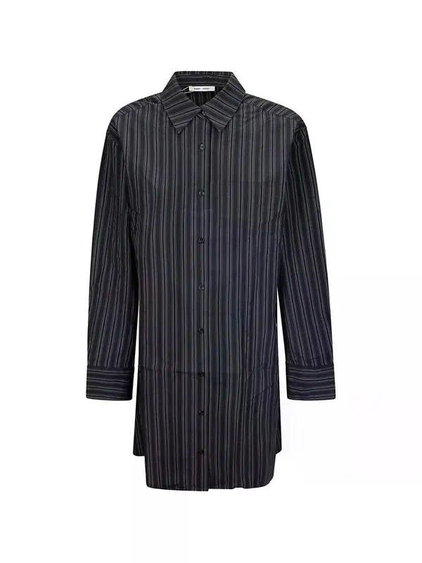 SAMSOE SAMSOE Asymmetric Striped Shirt Dress - Black