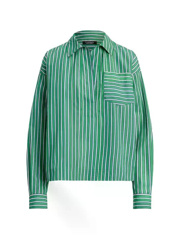 Ralph Lauren Striped Cotton V-neck Blouse