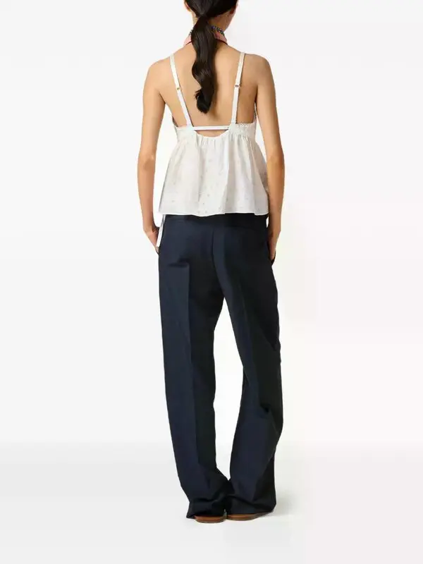 Miu Miu Slubbed Eyelet Poplin Top