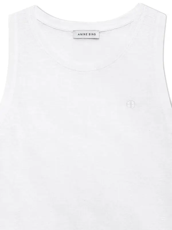 ANINE BING Juliann Logo-embroidered Linen Tank Top - White