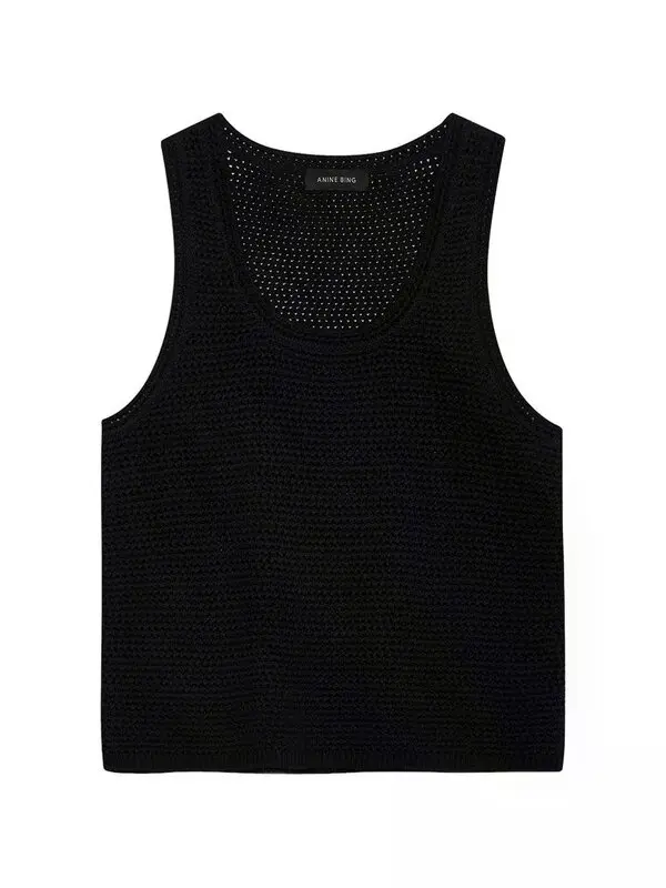 ANINE BING Arie Crochet-knit Tank Top - Black