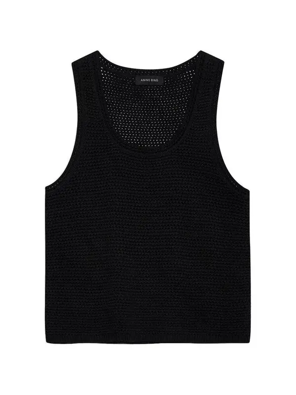 ANINE BING Arie Crochet-knit Tank Top - Black