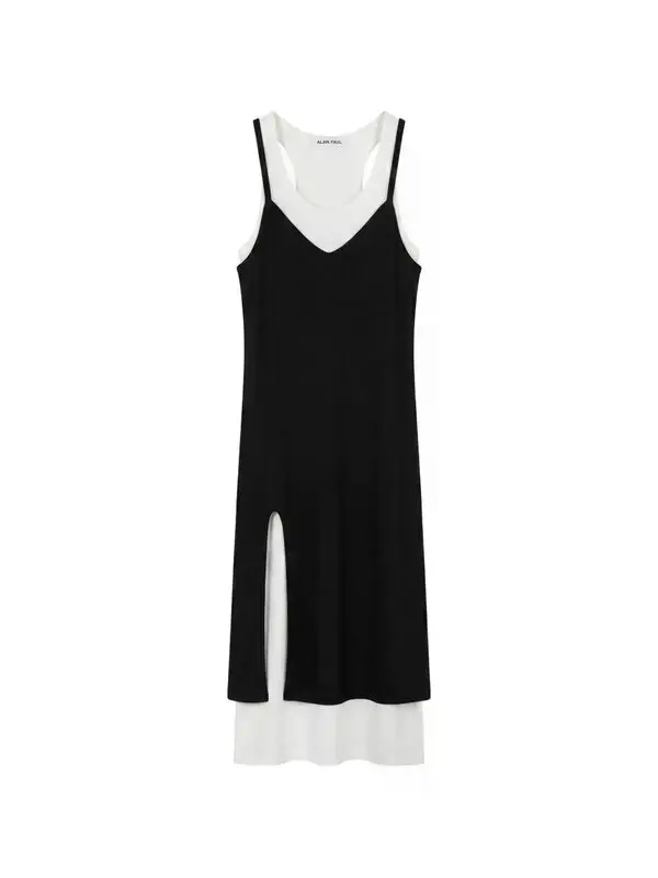 ALAINPAUL Layered Side-slit Midi Dress