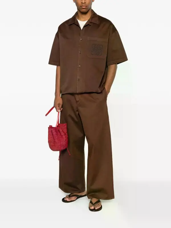 Loewe Drawstring Wide Leg Satin Trousers