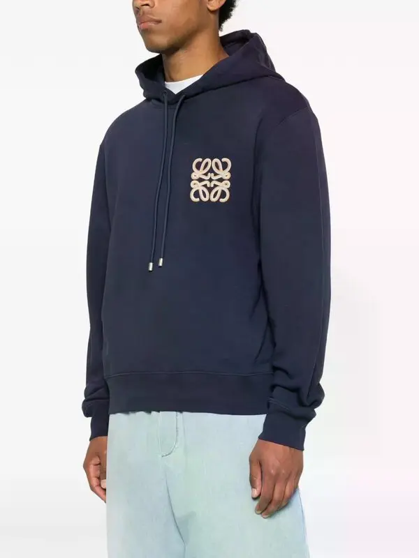 Loewe Anagram Embroidered Hoodie - Blue