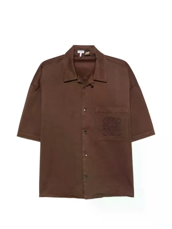 Loewe X Paula's Ibiza Anagram-embroidered Short-sleeve Shirt - Brown