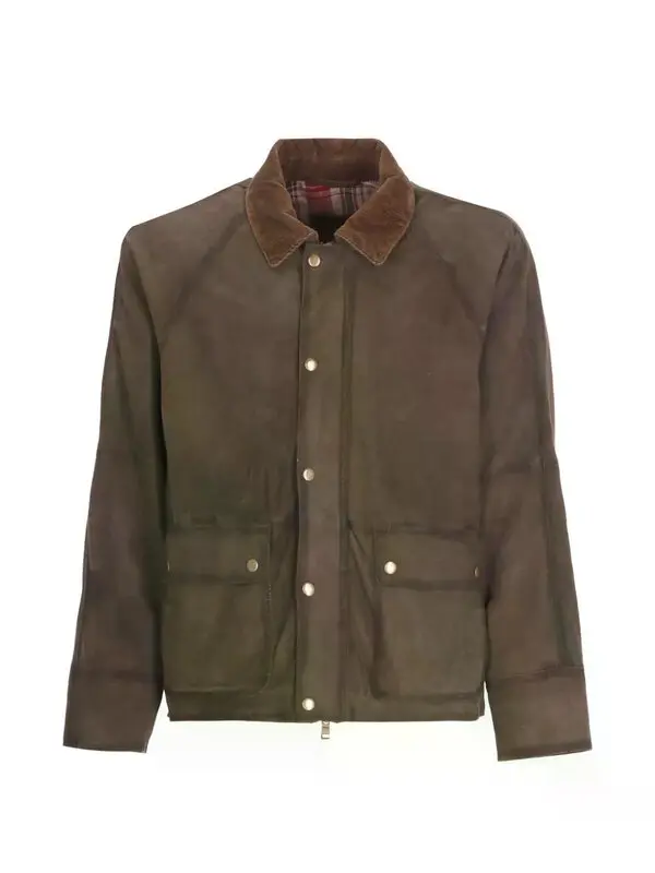 THE JACK LEATHERS Norfolk Suede Jacket With Corduroy Collar - Brown