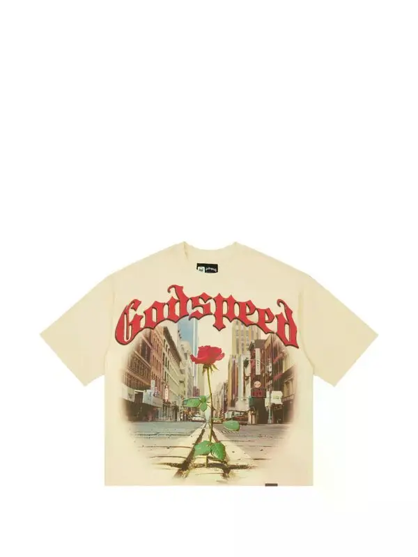 GODSPEED Concrete Rose Graphic-print Cotton T-shirt - Neutrals