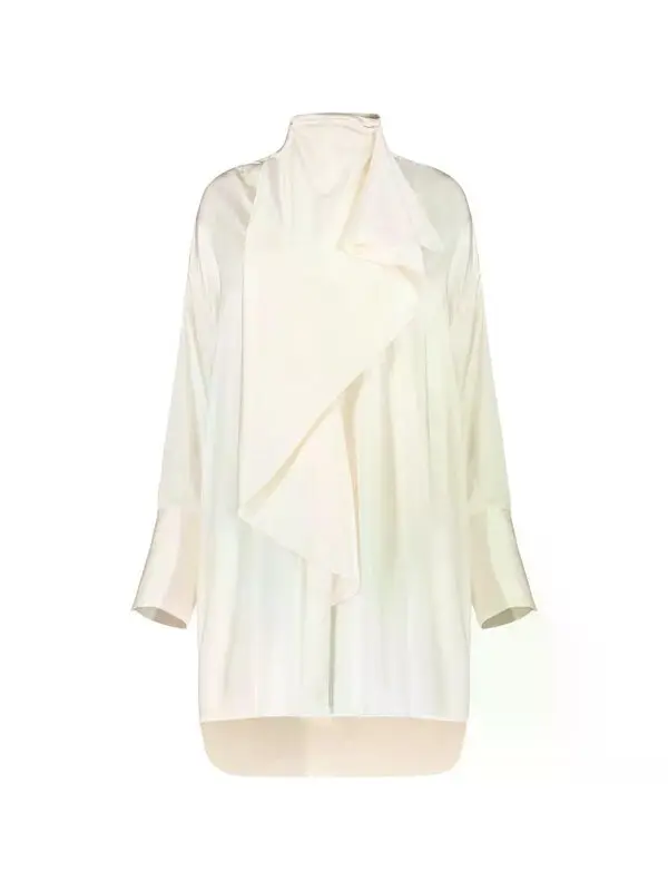 ELLERY Draped Flounce High-collar Dress - White