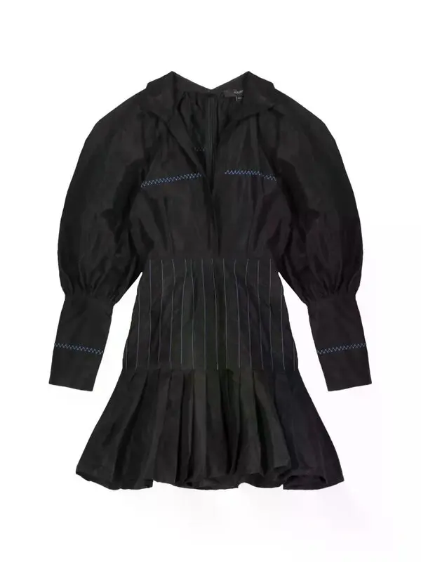 ELLERY Pleated Puff-sleeves Mini Dress - Black