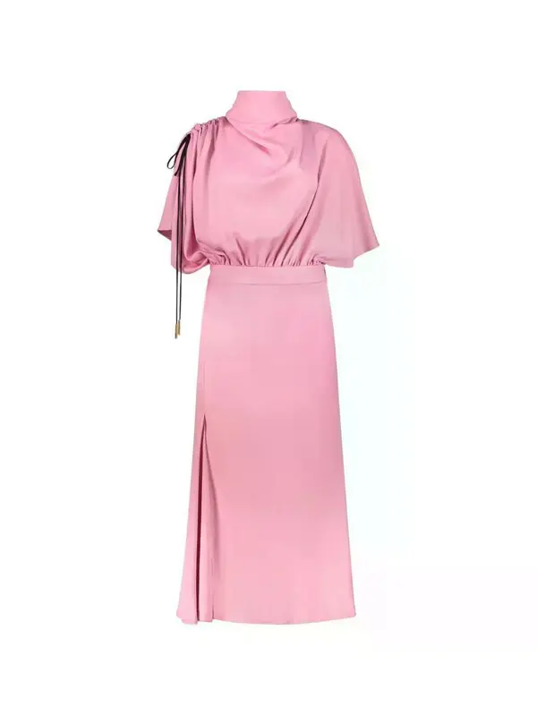 ELLERY Draped-collar Side-slit Midi Dress