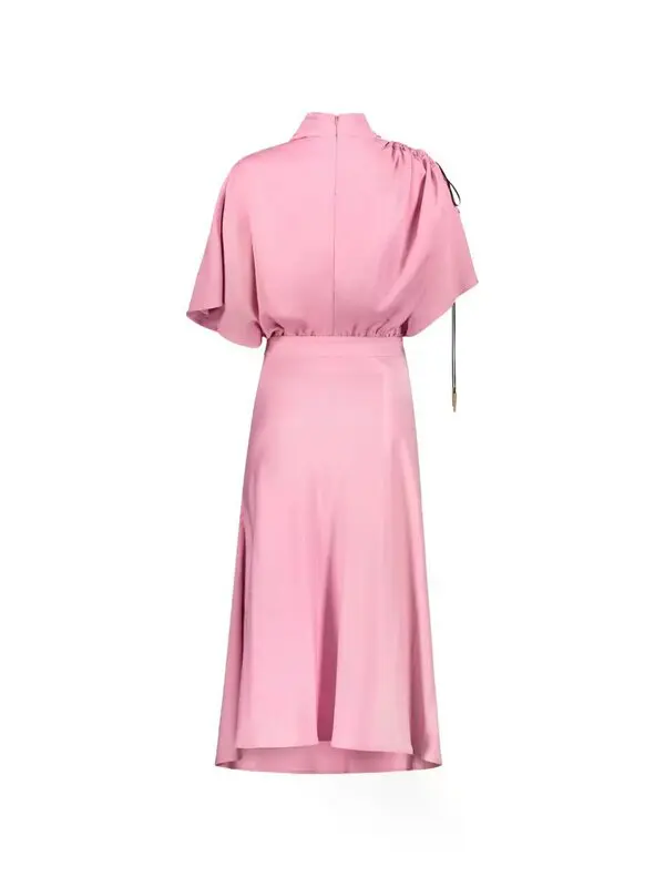 ELLERY Draped-collar Side-slit Midi Dress