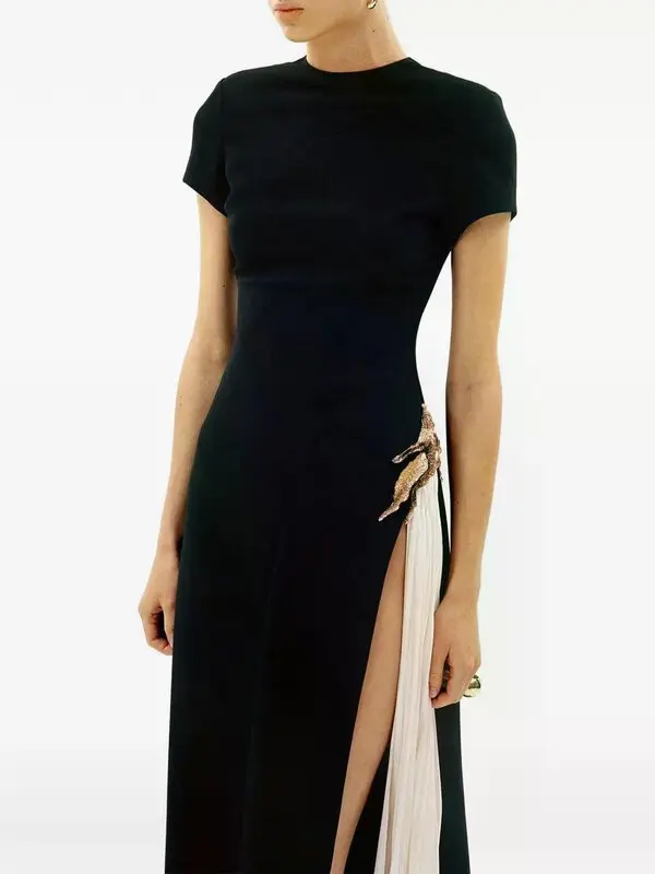 MARMAR HALIM Embellished Pleated Maxi Dress - Black