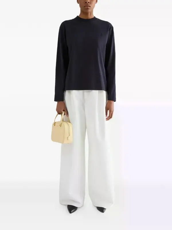 JIL SANDER Monogram-embroidered Long-sleeve T-shirt - Black