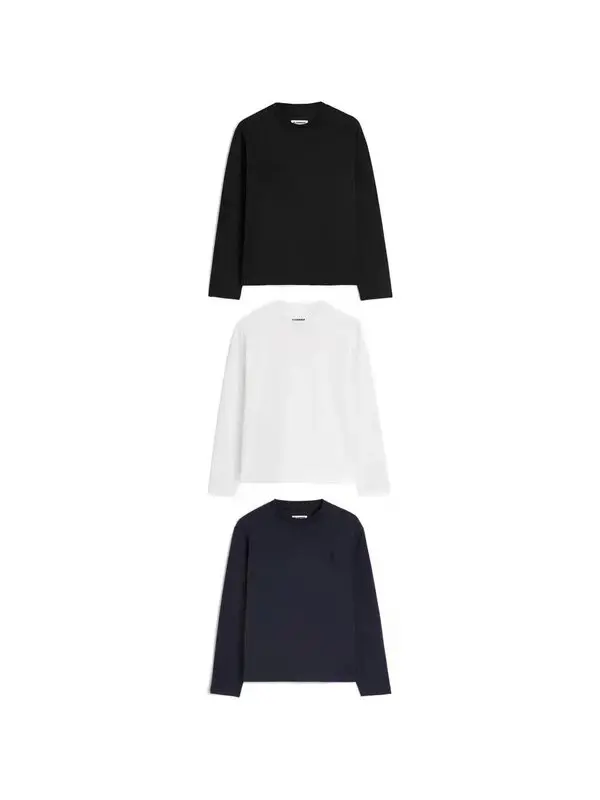JIL SANDER Monogram-embroidered Long-sleeve T-shirt - Black