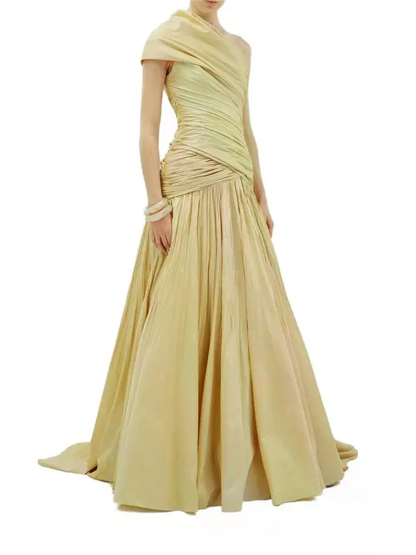 MARMAR HALIM One-shoulder Ruched Gown - Gold