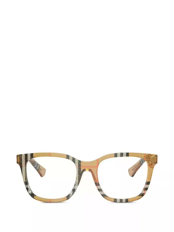 Burberry Check-pattern Square-frame Eyeglasses - Neutrals