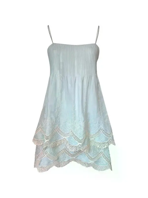 Lug Von Siga Artemis Embroidered Tiered Mini Dress - Blue