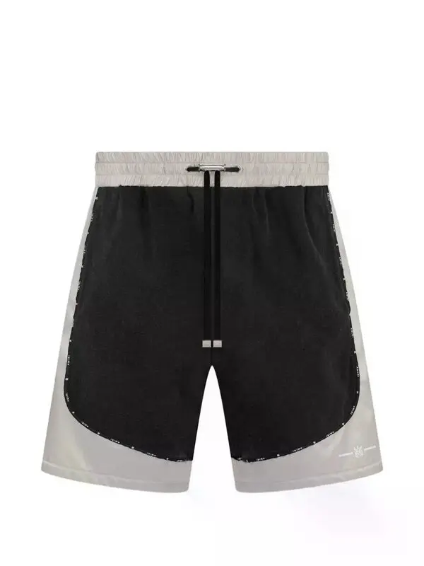 Amiri Satin-denim Colour-block Shorts - Black