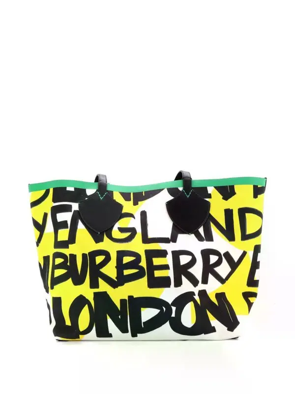 Burberry Reversible Graffiti Giant Printed Canvas Xl Tote Bag