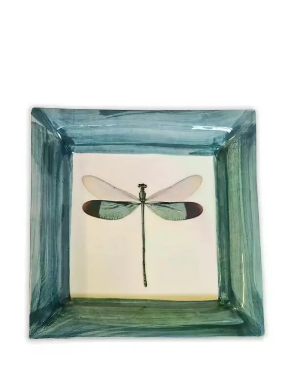 LES-OTTOMANS Dragonfly Handpainted Dish - Blue