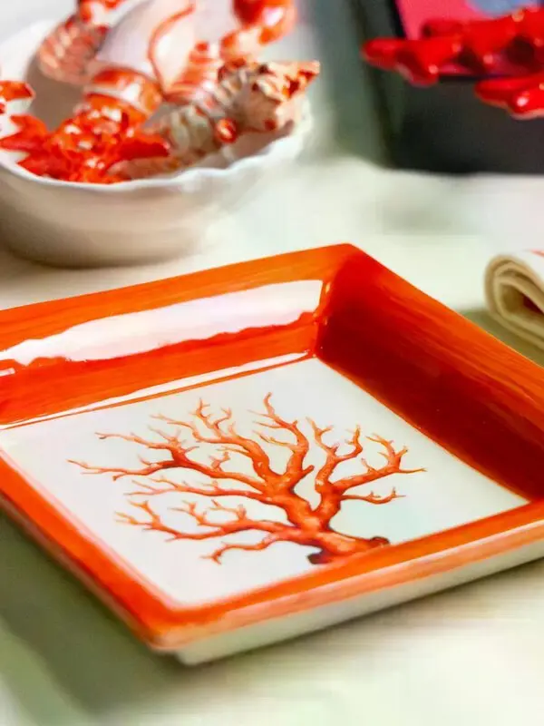 LES-OTTOMANS Coral Square Ceramic Dish