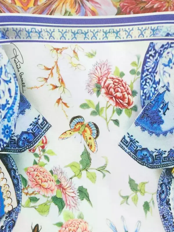 Roberto Cavalli Multicolor Floral Plate Print Mini Dress