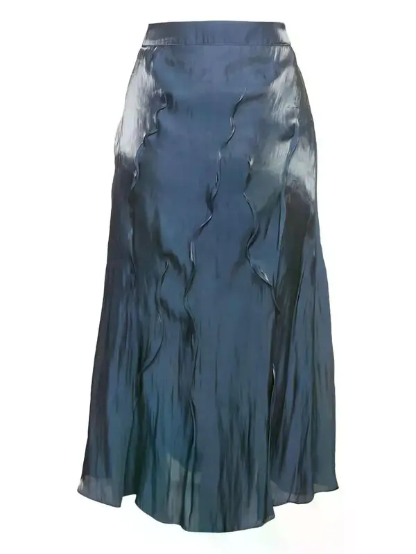 Kenzo Pin-tucked Satin Midi Skirt - Blue