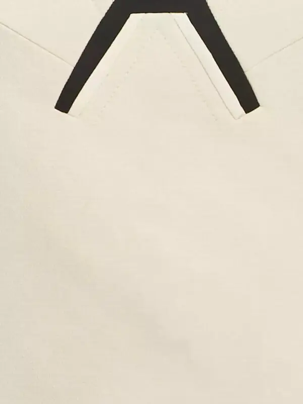 Roland Mouret Cream Crepe Dress With Black Paneled Sleeves And Bow Detail