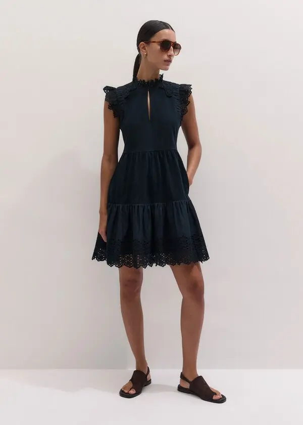 ME+EM Broderie Trim Short Swing Dress