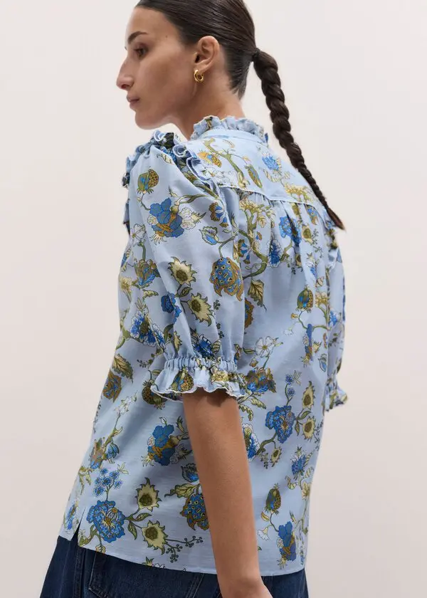 ME+EM Floral Garden Print Silk Cotton Blouse