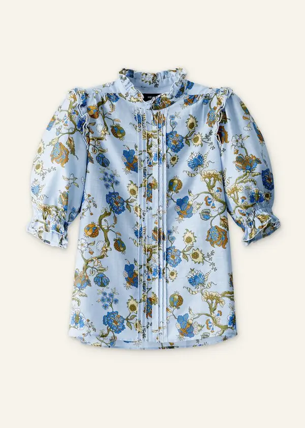 ME+EM Floral Garden Print Silk Cotton Blouse