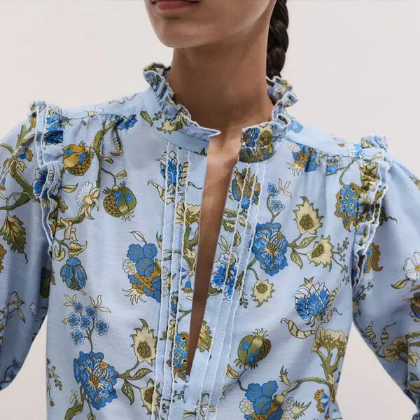 ME+EM Floral Garden Print Silk Cotton Blouse
