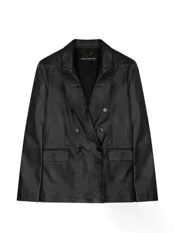 DEPARTMENT 5 Double-breasted Leather Blazer - Brown