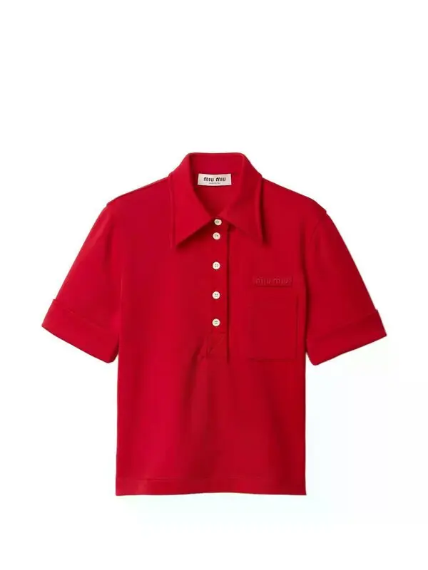 Miu Miu Embroidered Point Collar Top - Red