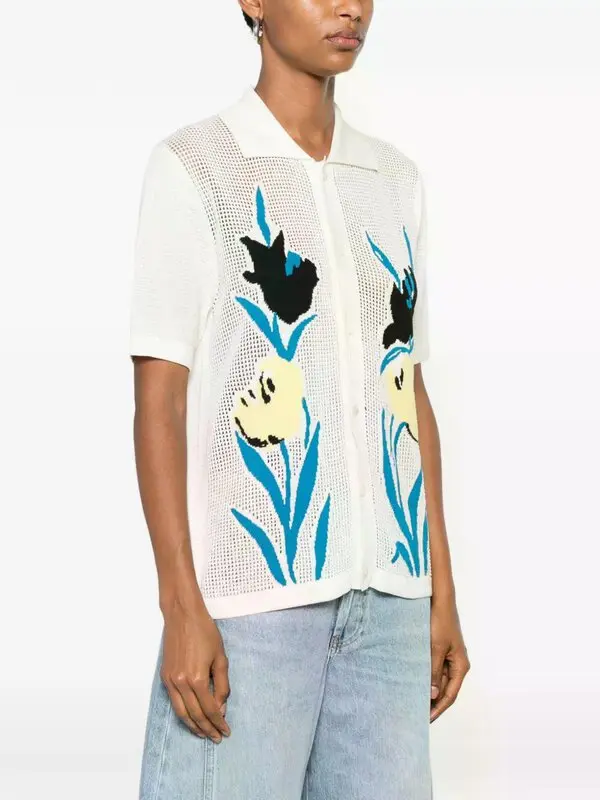 Marni Floral Intarsia Mesh Cardigan
