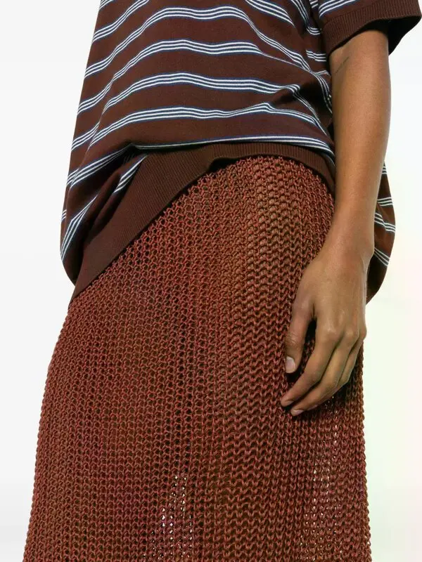Plan C Open-knit Maxi Skirt With Fringe Trim