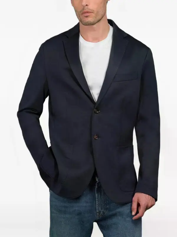 MOORER Audley Single-breasted Blazer - Blue
