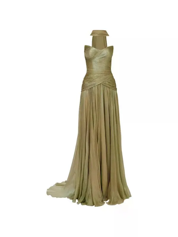 IRIS SERBAN Linda Ruched Maxi Gown