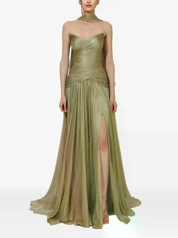 IRIS SERBAN Linda Ruched Maxi Gown