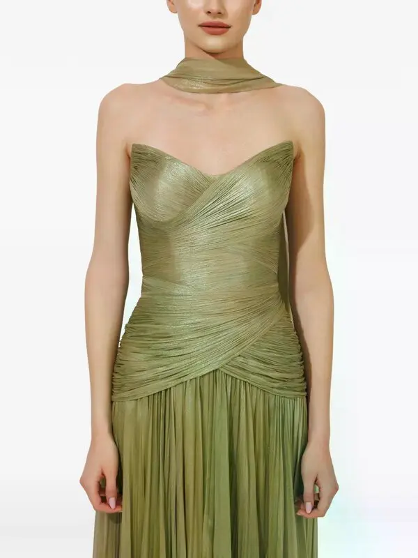 IRIS SERBAN Linda Ruched Maxi Gown